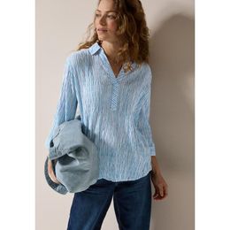 Cecil Klassische Bluse mit Streifen Seersucker Muster ultramarine L (42) L (42) Seersucker Bluse von Cecil