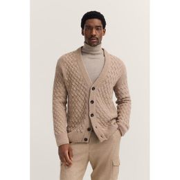 Bugatti Cardigan »Regular Fit« mit V-Ausschnitt & Flechtoptik 30-beige 3XL 3XL Regular Fit - bequem & zeitlos geschnitten