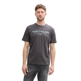 Tom Tailor T-Shirt Sommershirt mit Frontprint tarmac grey M M Rundhalsshirt von Tom Tailor