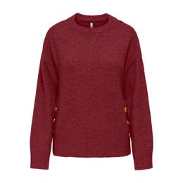 Only Strickpullover »ONLRENE LIFE LS BUTTON O-NECK CC KNT« Cabernet Detail:Melange/Gold Button L L Pullover von Only