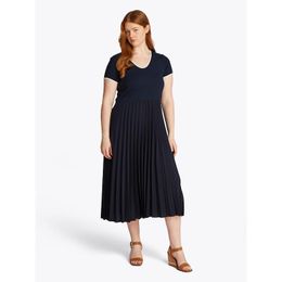 Tommy Hilfiger Curve Blusenkleid »CRV CONTRAST SOFT V-NK DRESS« in Großen Größen, mit tiefem Rundausschnitt Dark Night Navy 52 - N-Gr N-Gr 52 Kleid...