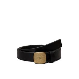 Calvin Klein Jeans Ledergürtel »CASUAL PLAQUE BUCKLE 20MM« mit großer Schnalle Black/Tumbled Gold