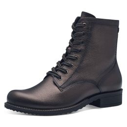 Tamaris Schnürstiefelette, Blockabsatz, Schnürboots, Busisnessschuh im glänzenden Metallic-Look dunkelbraun-metallic 36 36 Modische...