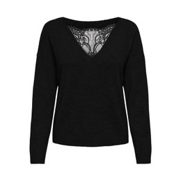 Only Rundhalspullover »ONLANJA LS LACE MIX O-NECK ZL KNT« mit Spitzeneinsatz am Rückenausschnitt Black Detail:Black Lace M M Pullover von Only