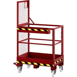 Arbeitskorb Typ RAK-Slim, Aufnahme schmale Seite, mit Rollen, feuerrot kaiserkraft