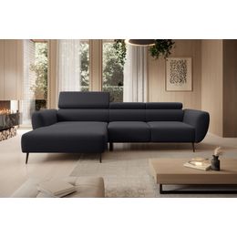 Ecksofa WERK2, B:277cm H:76cm T:174cmgrau, 92% Polyester, 8% Nylon, Wohnzimmer, Sofas, "Alisson, mit elektrischer Sitztiefenverstellung, L-Form,