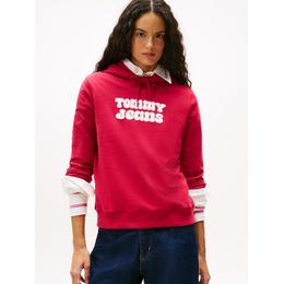Kapuzensweatshirt Tommy Jeans "TJW REG ESS LOGO 2 HOODIE EXT", Damen, Gr. S (36), rot (ruby rhubarb), Sweatware, Obermaterial: 100% Baumwolle, bedruckt, regular fit, Sweatshirts