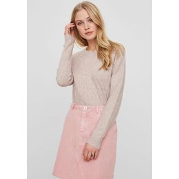 V&eacute;ro Moda Rundhalspullover VERO MODA "VMDOFFY", Damen, Gr. S, rosa (woodrose melange), Strick, Obermaterial: 94% Polyester, 3% Elasthan, 3% Nylon, meliert, Basic, figurumspielend h&uuml;ftlang, Rundhals, Raglan&auml;rmel Rippstrickb&uuml;ndchen, Pullover Rundhalspullover, in melierter Optik