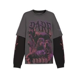 Trainingsshirt Puma "LaMelo World Tournament Langarmshirt Herren", Herren, Gr. L, grau (dusky gray), Obermaterial: 100% Baumwolle; Ärmel: 100% Baumwolle; Rippe: 29% Polyester, 71% Baumwolle, clean, oversize, Rundhals, Shirts
