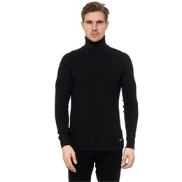 Rollkragenpullover Rusty Neal, Herren, Gr. XL, schwarz, 82% Polyacryl, 10% Polyamid, 8% Elasthan, unifarben, normal, hoch geschlossener Ausschnitt, Pullover Rollkragenpullover, mit stilvollem Hochkragen