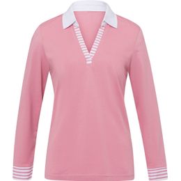Damen Langarmshirt mit Streifenpartien altrosa-wei&szlig;, Gr&ouml;&szlig;e 38