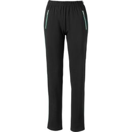 Damen Freizeithose mit 2 Reißverschluss-Taschen schwarz-mint, Größe 40
