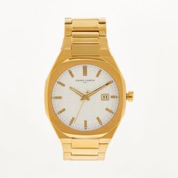 Pierre Cardin Goldfarbene Armbanduhr mit strukturiertem Zifferblatt