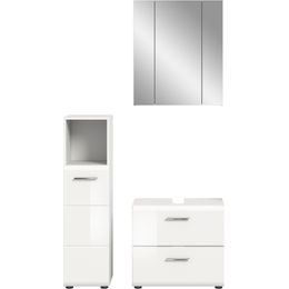 Badmöbel-Set Inosign "FLORENZ, TOPSELLER, 3-teilige Badkombination, hochwertige MDF-Front", weiß (weiß, weiß hochglanz), B:105cm H:185cm T:32cm, Holzwerkstoff, MDF, Kastenmöbel-Sets, Bad-Kombination, Bad-Möbel, Badezimmer, Kombination, Kombi