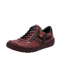Sneaker Rieker, Damen, Gr. 38, rot (rot, schwarz), Leder, unifarben mit Farbeinsatz, Casual, Schuhe, Schnürschuh, Halbschuh, Freizeitschuh mit Ziernähte