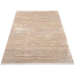 Teppich Machalke "fade out" Gr. 1, braun (cappuccino), B:67cm H:8mm L:130cm, Kunstfaser, Viskose, Teppiche, Teppich, Design Teppich, 3D-Optik, Hoch-Tief-Struktur, Wohnzimmer