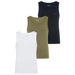 Tanktop BOSS "3P RibClassic BOSS ONE", Herren, Gr. L, bunt (open miscellaneous 973), Rippware, Obermaterial: 100% Baumwolle, Rundhals, Tops, Ton in Ton Stickerei auf der Brust