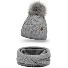 Vivisence Beanie '7014 Set' female Grey size Onesize