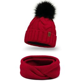 Vivisence Beanie '7014 Set' female Red size Onesize