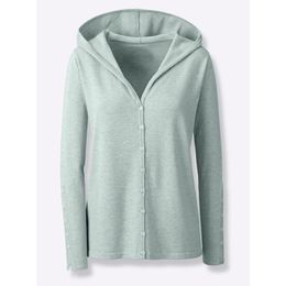Heine Witt Damen Kapuzenstrickjacke in Feinstrick-Qualit&auml;t, kalkmint-meliert, Gr&ouml;&szlig;e 48