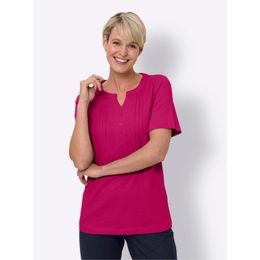 WITT Damen Kurzarmshirt mit Biesen-Verzierung, pink, Größe 44