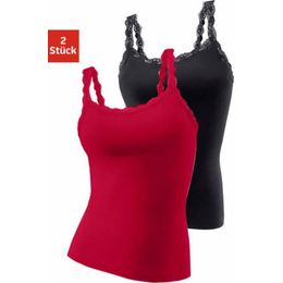 Lascana Damen Unterhemd rot, schwarz Größe 44/46