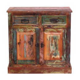 Pharao24.de Shabby Chic Dielenkommode aus Recyclingholz Braun Bunt