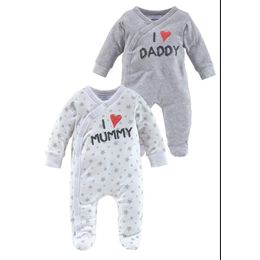 Klitzeklein Pajamas 'I love Mummy / I love Daddy, Druck' kids Grey, White size 50/56