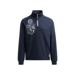 CAMP DAVID Troyer-Sweatshirt mit Zipper und Artworks Herren Größe S blau