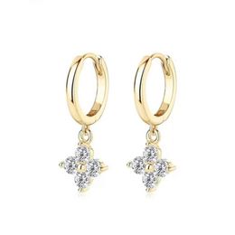 Rougemont Jewellery Earrings 'Kleeblatt Moissanit Creolen Ohrringe mit Echtheitszertifikat' female Gold size One Size