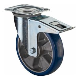 BS Rollen Lenkrolle L420.B92 mit Totalfeststeller Rad Ø 160mm 300kg, Stahl verzinkt (L420.B92.160)