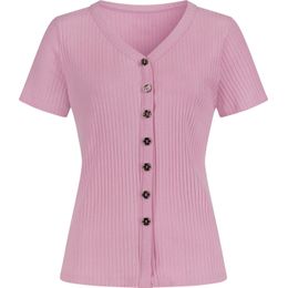 Damen Kurzarmshirt in elastischer Ripp-Qualit&auml;t ros&eacute;, Gr&ouml;&szlig;e 36