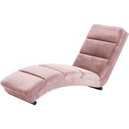 Chaiselongue ACTONA GROUP "Sigmund", rosa (rose), B:60cm H:82cm T:170cm, Samtvelours (100% Polyester);Kunstleder (100% Polyester), Sofas, Chaiselongue, mit schwarzen, pulverbeschichteten Metallbeinen und Samtvelours Bezug
