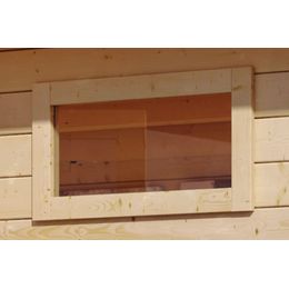 Saunafenster Karibu "40x1220x420 mm Klarglas", beige (naturbelassen), B:122cm H:42cm, Glas, Massivholz, Fenster, für natürliches Licht im Saunainnenraum