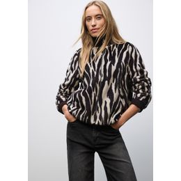 Blouson Street One, Damen, Gr. 34, braun (deep roast braun), Stoff, Obermaterial: 100% Polyester; Futter: 100% Polyester, animal-print, normal normal, hoch geschlossener Ausschnitt, elastischer Bund, Jacken Blouson, mit Tunnelzug am Saum