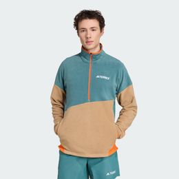 adidas terrex Sportpullover 'Multi Climawarm Fleece' Herren Gr&ouml;&szlig;e XXL sand / smaragd / orange