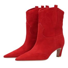 Thea Mika Stiefeletten - Cowboy Boots - Gr. 38 (EU) - in Rot - f&uuml;r Damen