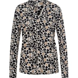 Heine Damen Jersey-Bluse mit Herz-Print champagner-schwarz-bedruckt Gr&ouml;&szlig;e 50