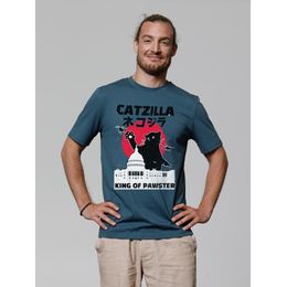 wat? Apparel T-Shirt Catzilla in Petrol | Gr.: 52