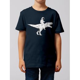 wat? Apparel T-Shirt Astronaut on T-Rex in Dunkelblau | Gr.: 152-164
