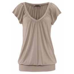 Lascana V-Shirt in taupe | Gr.: 52/54