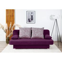 Collection AB Schlafsofa »Ulla inkl. Bettfunktion und Bettkasten« Schlafsofa, Bettfunktion, Bettkasten, inkl. Rückenkissen, Armlehnekissen lila