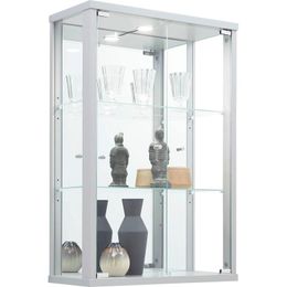Fif M&ouml;bel FIF M&Ouml;BEL Vitrine &raquo;OPTIMA&laquo; H&auml;ngevitrine/Glasvitrine 2x Glast&uuml;r, perfekt f&uuml;r Sammler, Sammlervitrine Silber 2 T&uuml;ren