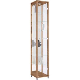 Fif M&ouml;bel FIF M&Ouml;BEL Vitrine &raquo;OPTIMA&laquo; Standvitrine/Glasvitrine 1x Glast&uuml;r, perfekt f&uuml;r Sammler, Sammlervitrine nocefarben 7 B&ouml;den