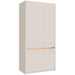 FORTE Garderobenschrank &raquo;Oak Squere&laquo; B/H/T ca. 95,3x197,9x52 cm, Kleiderschrank, Beleuchtung, grifflos, Soft Close beige Spanplatte
