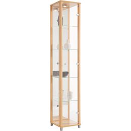 Fif M&ouml;bel FIF M&Ouml;BEL Vitrine &raquo;OPTIMA&laquo; Standvitrine/Glasvitrine 1x Glast&uuml;r, perfekt f&uuml;r Sammler, Sammlervitrine buchefarben Ma&szlig;e (B/T/H): 32/33/172