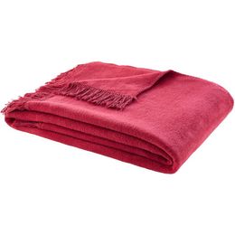 Ibena Wohndecke »Uni Decke Luxus 2« mit Fransen rot Obermaterial: 58% Baumwolle, 35% Polyacryl, 7% Polyester B/L: 150 cm x 200 cm