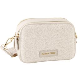 Marco Tozzi Umhängetasche, Damen Kamerabag, Minibag im Teddy-Look creme