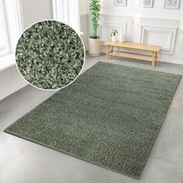 my home Hochflor-Teppich »Shaggy 30« rechteckig 30 mm Höhe Teppich, Uni Farben, besonders weich und kuschelig, Kundenliebling grün Obermaterial:...