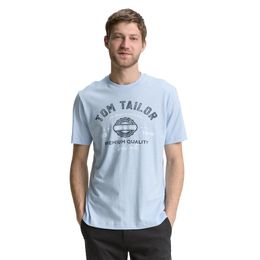 Tom Tailor T-Shirt mit großem Logofrontprint light powder blue XL XL Rundhalsshirt von Tom Tailor